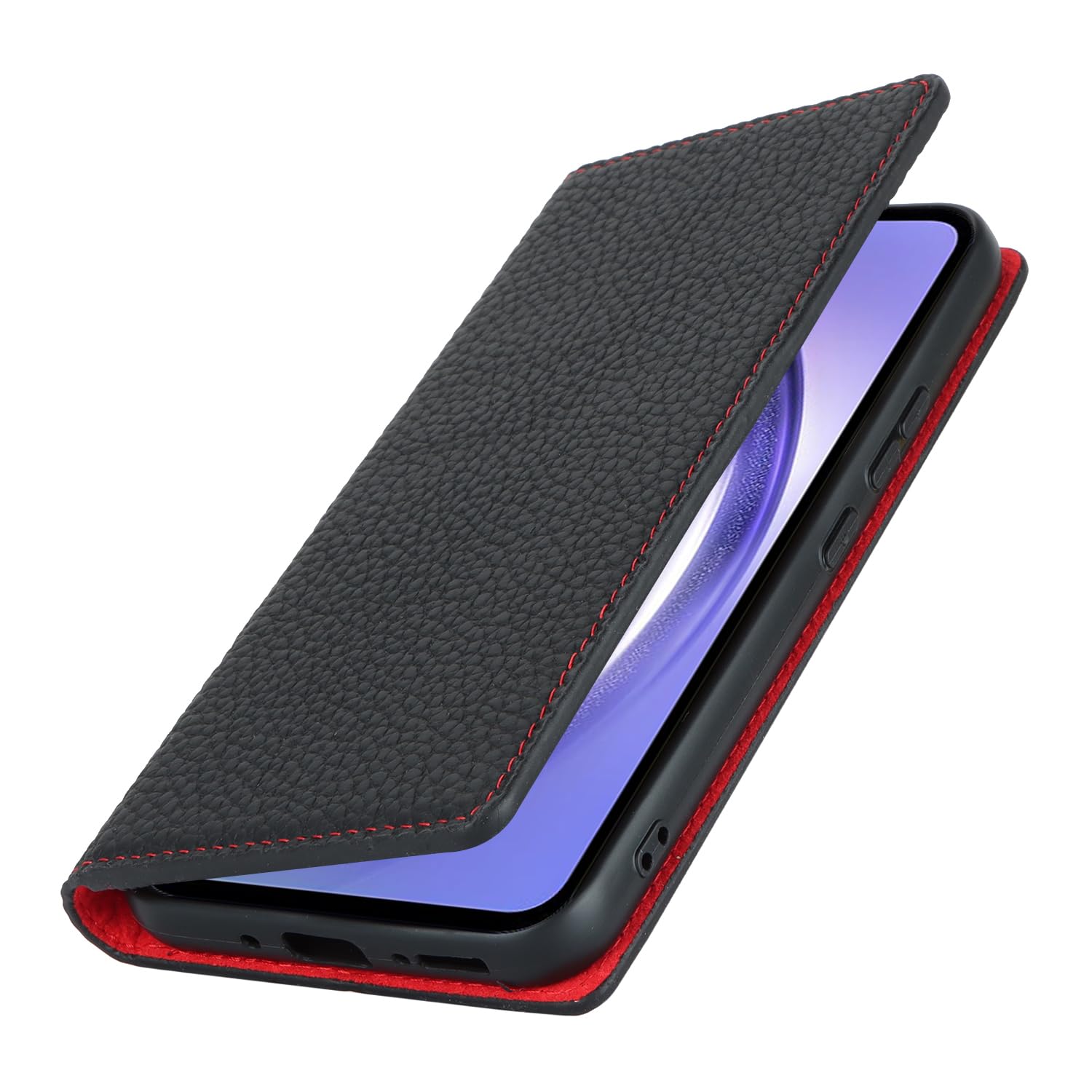 Havaya for Samsung Galaxy S23 FE Case Genuine Leather Samsung S23 FE wallet case with Card Holder for men flip folio phone cover with credit card slots for women-Black