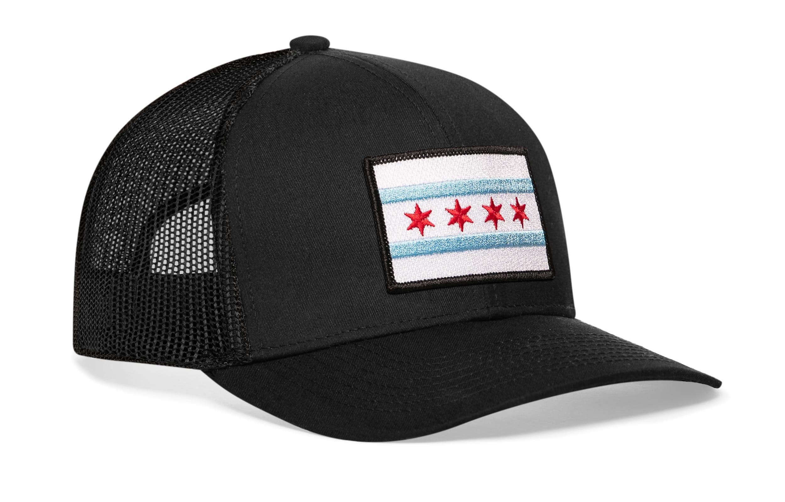 HAKA Chicago Flag Hat â Chicago Trucker Hat for Men & Women, Adjustable Baseball Cap, Mesh Snapback, Outdoor Golf Hat - Black