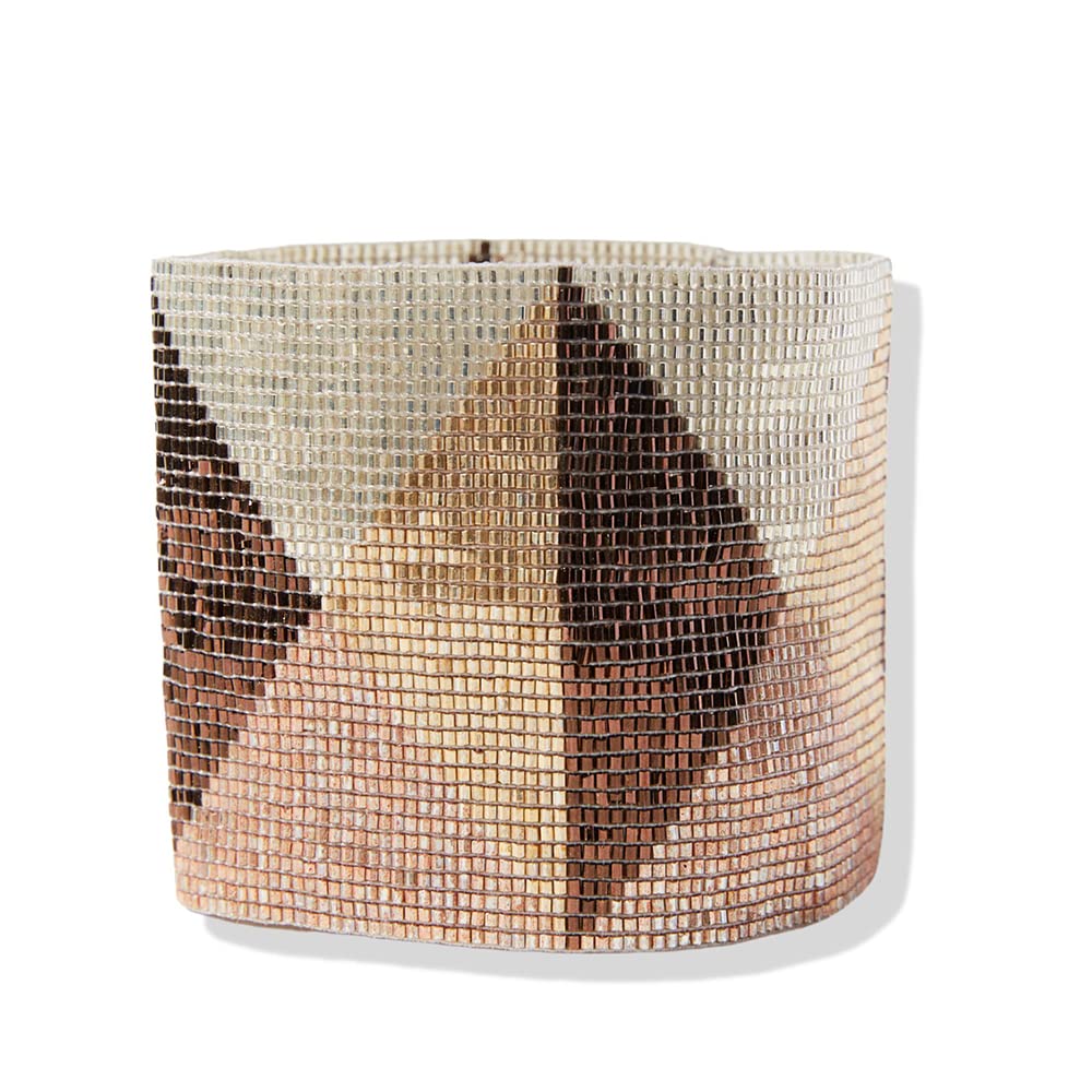 INK + ALLOY Women's Luxe Stretch Beaded Cuff Bracelet Handmade Jewelry for the Modern Bohemian (Mixed Metal Triangle)