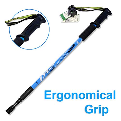 HYTX Adjustable Lightweight Aluminum Hiking Poles for Walking/Trekking/Hiking [ 2-pc Pack ] - Shock - Absorbent, Ergonomical Grip, Strong Strap (Blue)