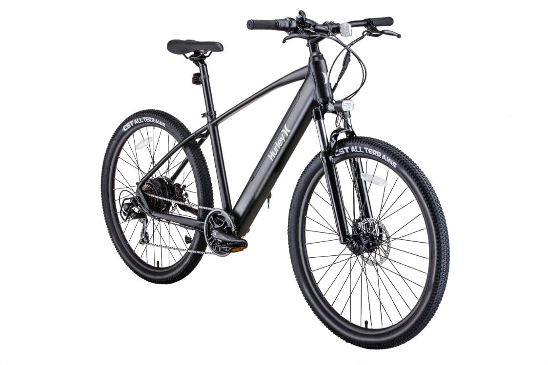 Hurley Electric Bikes Tailslide Mountain Bike E-Bike (Black, Medium / 17 Fits 5`6″-6`2″)