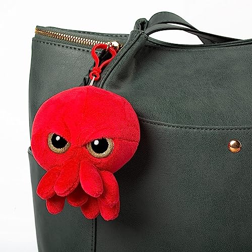 Grumpy Baby Octopus Stuffed Animal Keychain - Mini Plush Keychain Pendant with Clip - Super Cute Soft Stuffed Animal Plushie Toy for Backpack, Handbag, Purse, Car Accessories (Red, 3β)