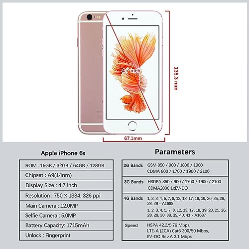 Unlocked Apple iPhone 6S /6S Plus 4G LTE Mobile Phone 2GB RAM 16/32/64/128GB ROM Cellphone iOS A9 Dual Core 12MP Camera Phone 6S 64GB Full Set/Rose Gold/China