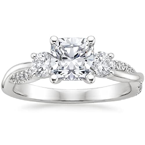 JEWELERYIUM 2 CT Cushion Cut Colorless Moissanite Engagement Ring, Wedding/Bridal Ring Set, Solitaire Halo Style, Solid Sterling Silver Vintage Antique Anniversary Bridal Jewelry Diamond Ring (10)