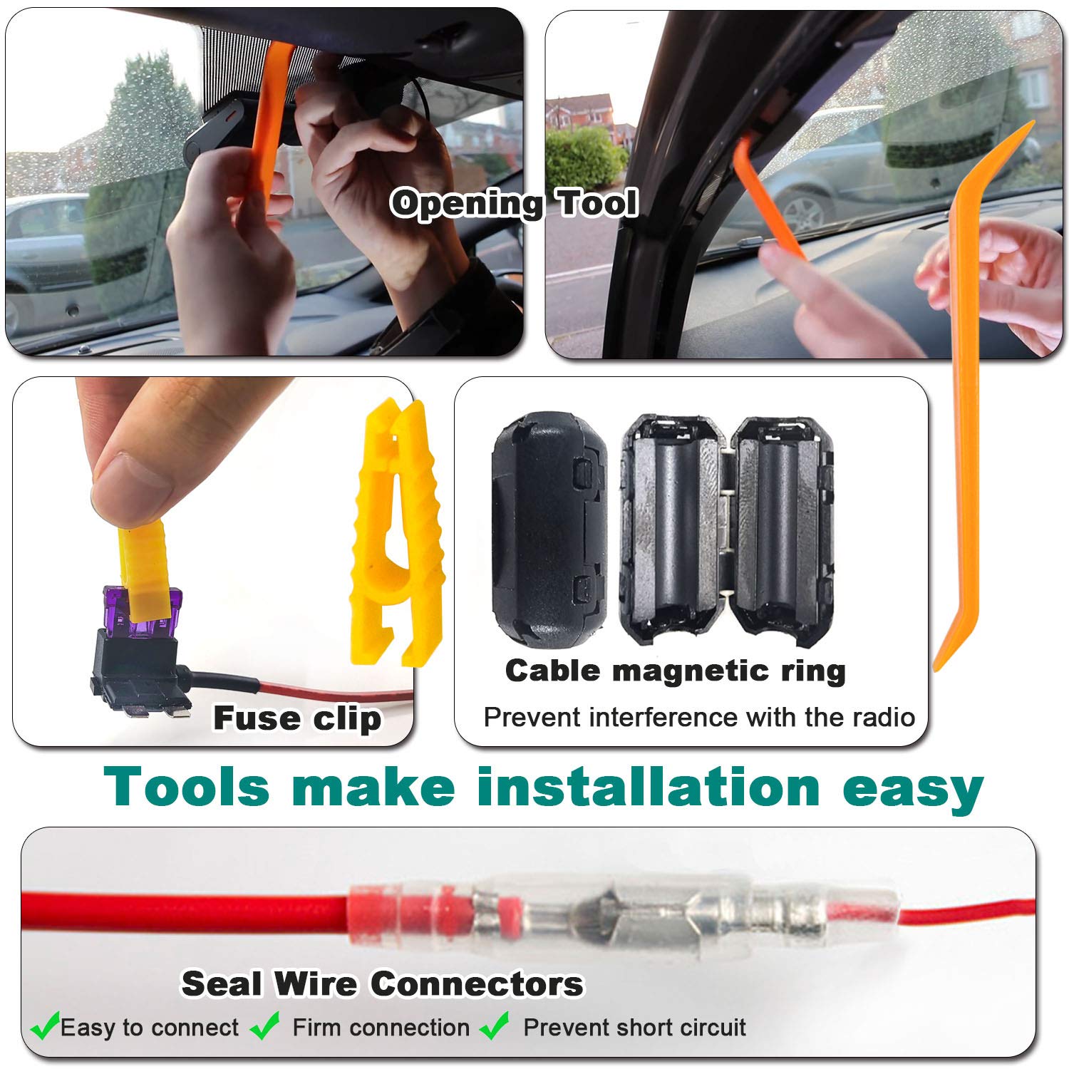 iiwey Dash Cam Hardwire Kit, 4 Meter Dashboard Camera Car Charger Cable Kit 12V- 24V to 5V, Power Adapter with LP/Mini/ATO/Micro2 Fuse for Dash Cam (Mini/Micro)