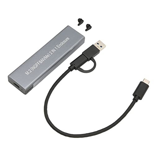 M.2 NVME SSD Enclosure, Dual Protocol High Speed Nvme Pcie M.2 Enclosure Heat Dissipation Aluminum Alloy Shell for 2230 2242 2260 2280