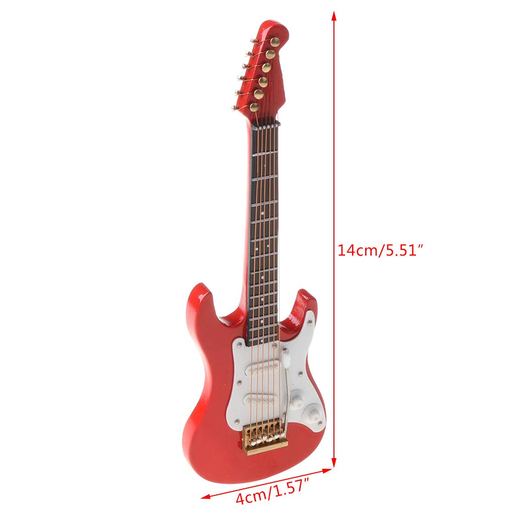 HELYZQ 14cm Mini Electric Guitar Model Miniature Guitarra Replica Gift with Case Stand,Red,14x4x1.3cm