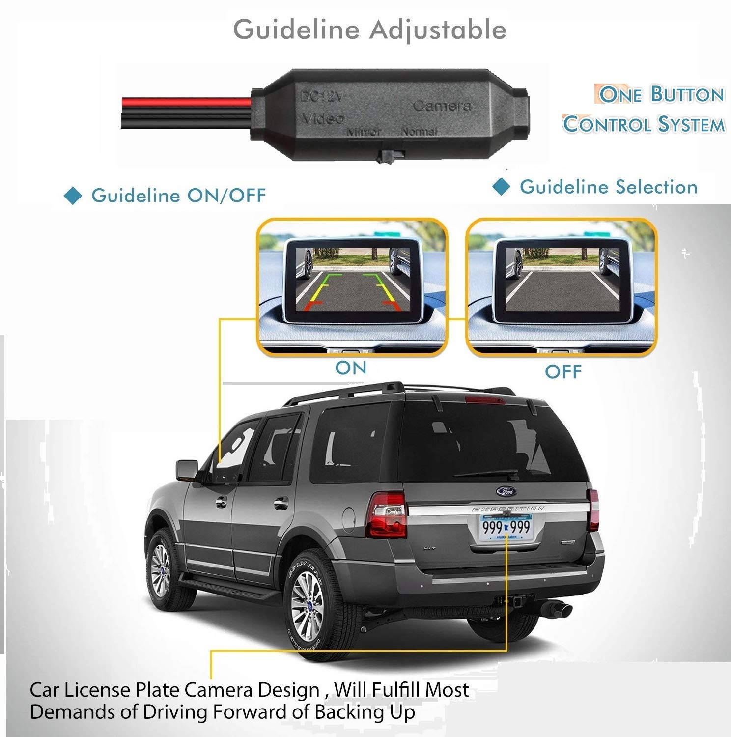 HD 1280x720p Reversing Camera Integrated in Number Plate Light License Rear View Backup Camera Waterproof Night Vision for Ford Transit/Transit Connect Transporter