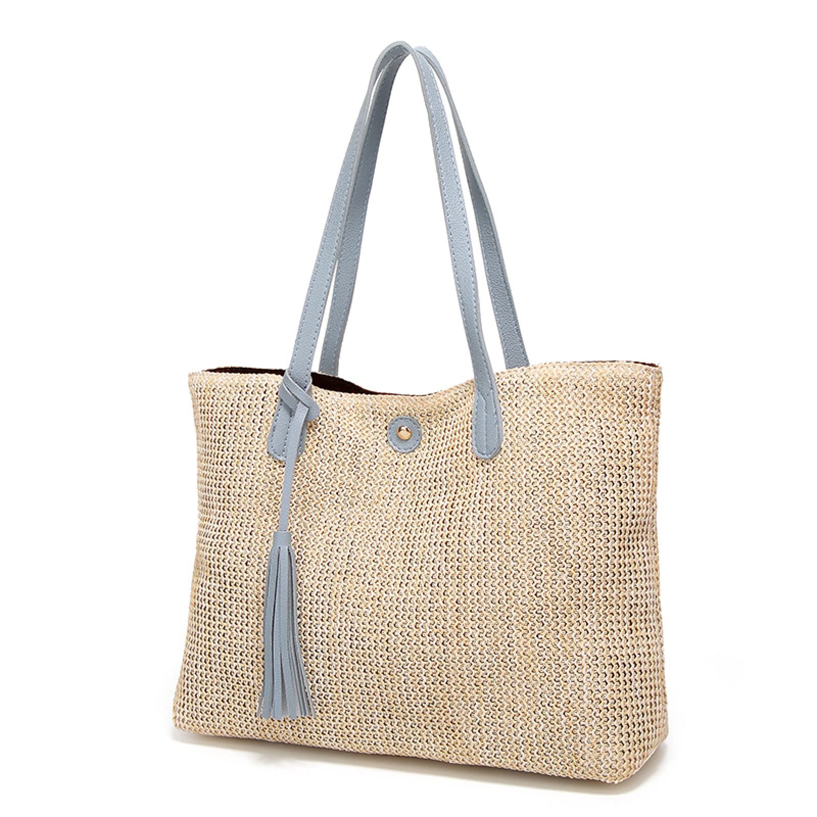 LHYSMYX Women's Beach Bag Beach Straw Bag Simple Shoulder Bag Handbag-Blue