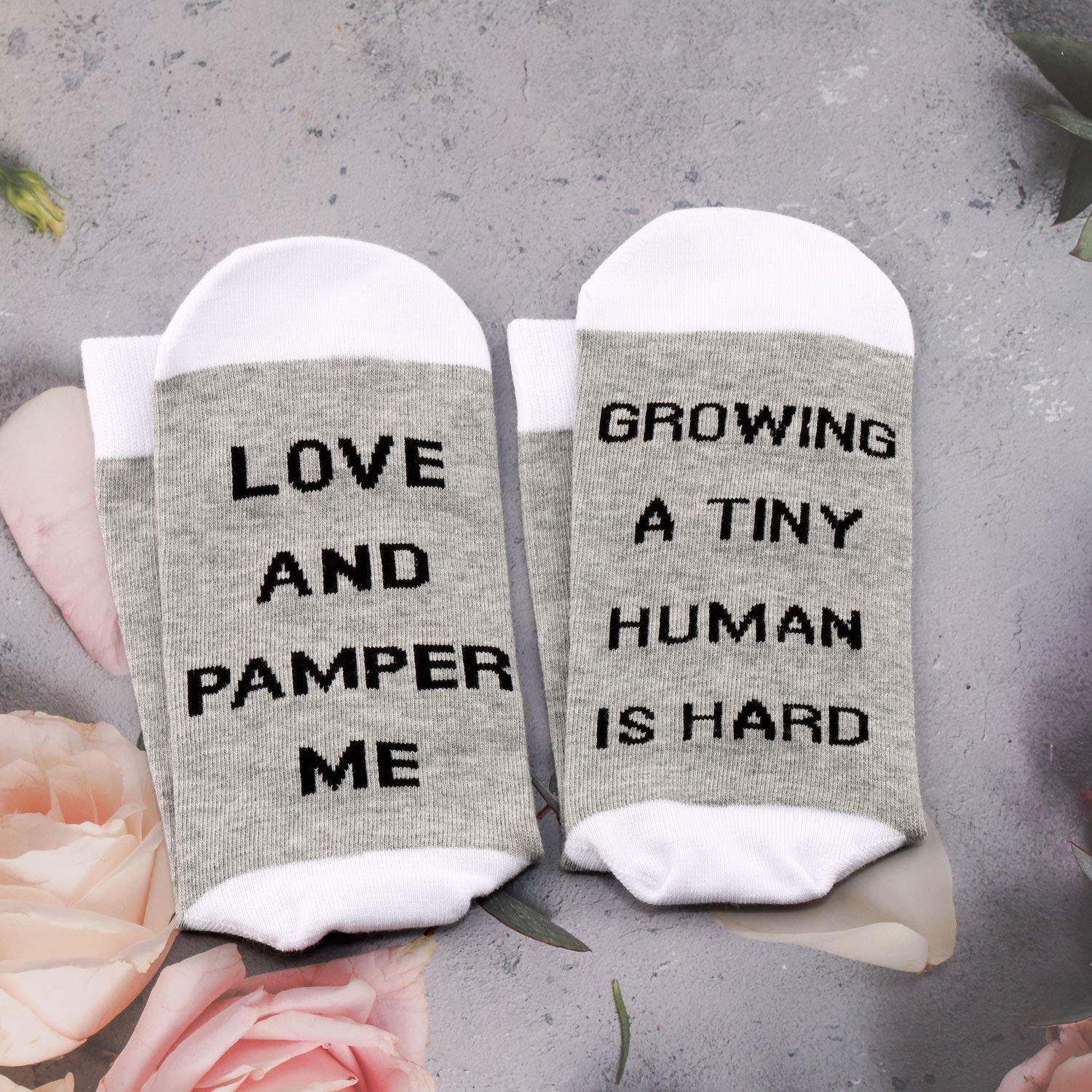 JXGZSO 2 Pairs New Mom Socks Growing a Tiny Human Socks (Love And Pamper)