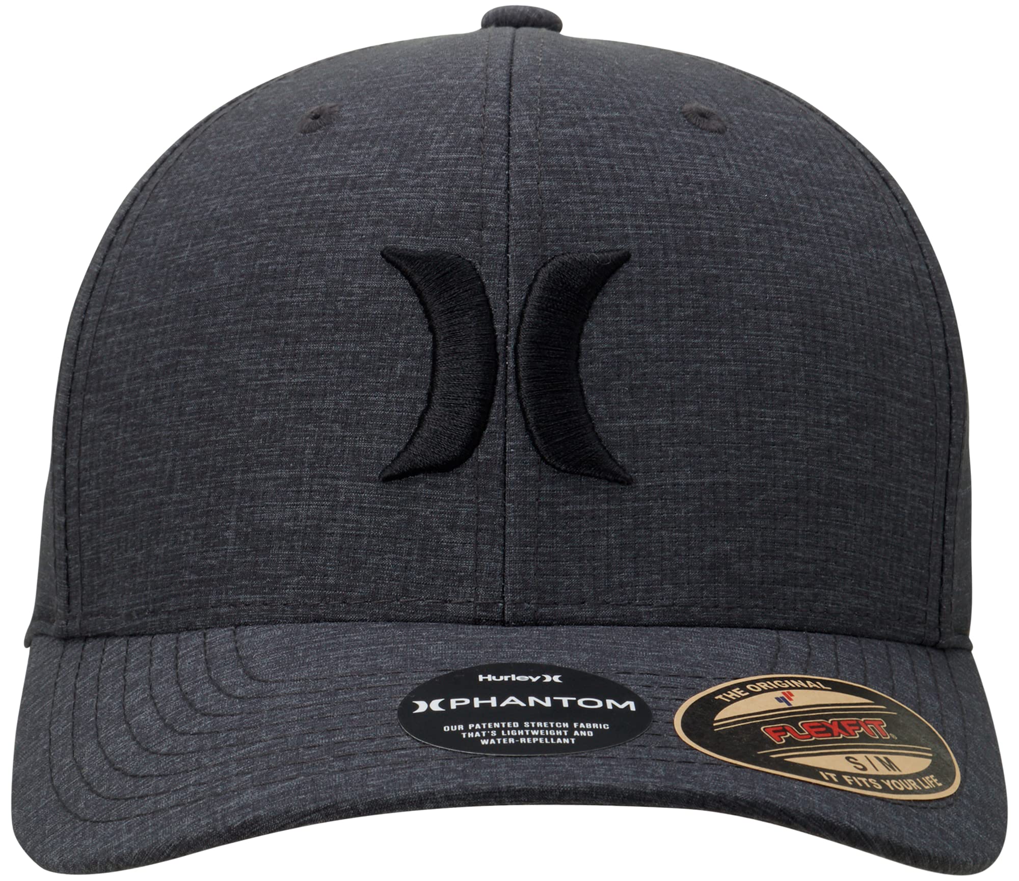 Hurley Men’s Hat – Phantom Flexfit Fitted Baseball Cap, Size Small-Medium, Black