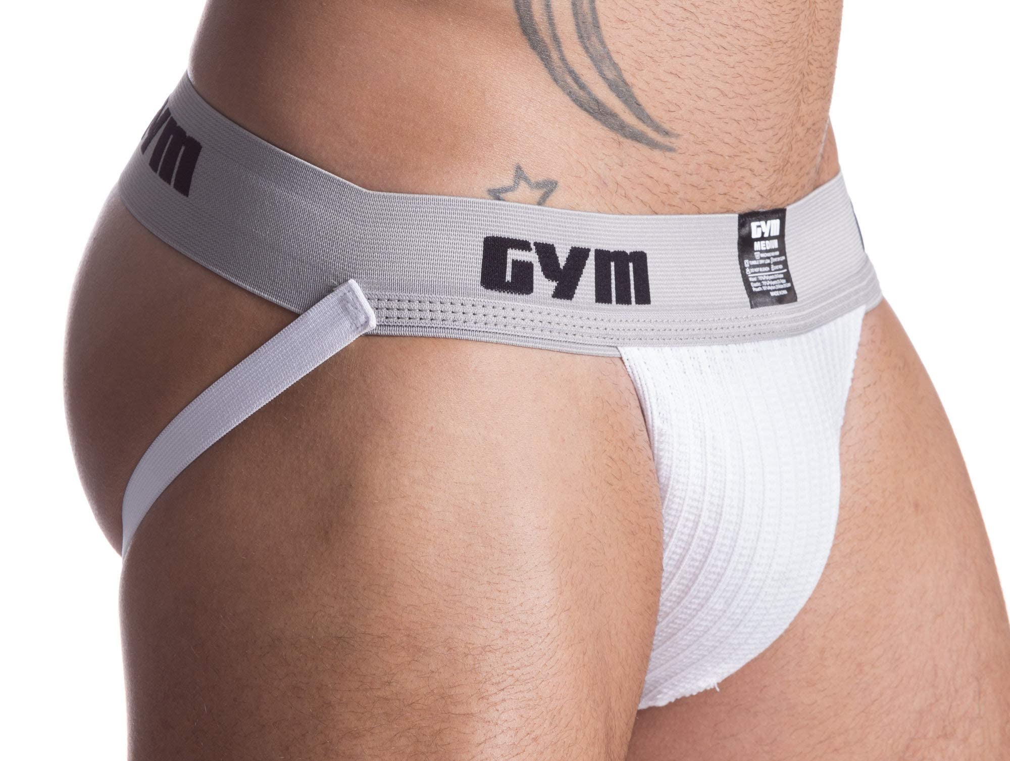 GYM Men's Workout Jockstrap with 2" Waistband (White, Medium, 1-Pack)