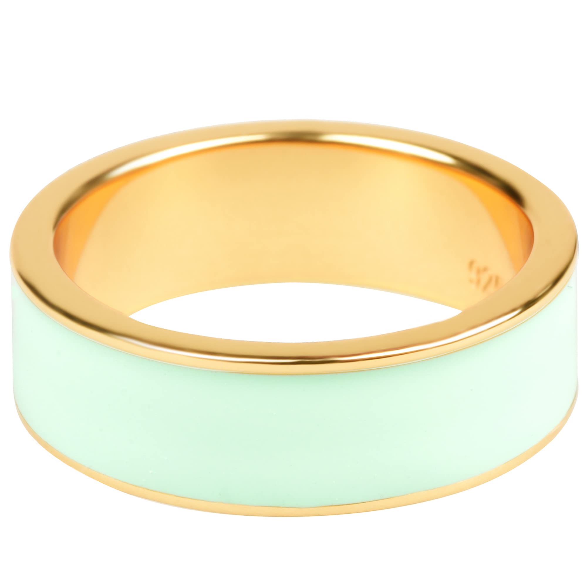 JULIETTE COLLECTION Gold Plated Sterling Silver Mint Green Enamel Thick Band Ring for Women - Size 7