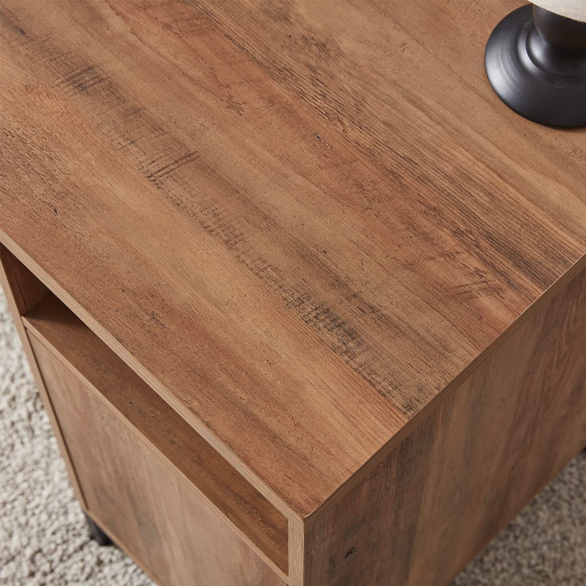 IBF Home Office Desk, Industrial Computer Desk with Storage File Cabinet, Wood and Metal Writing Desk for School Student Study, Computer Table with Drawers Shelves Storage, Rustic Oak, 55 Inch