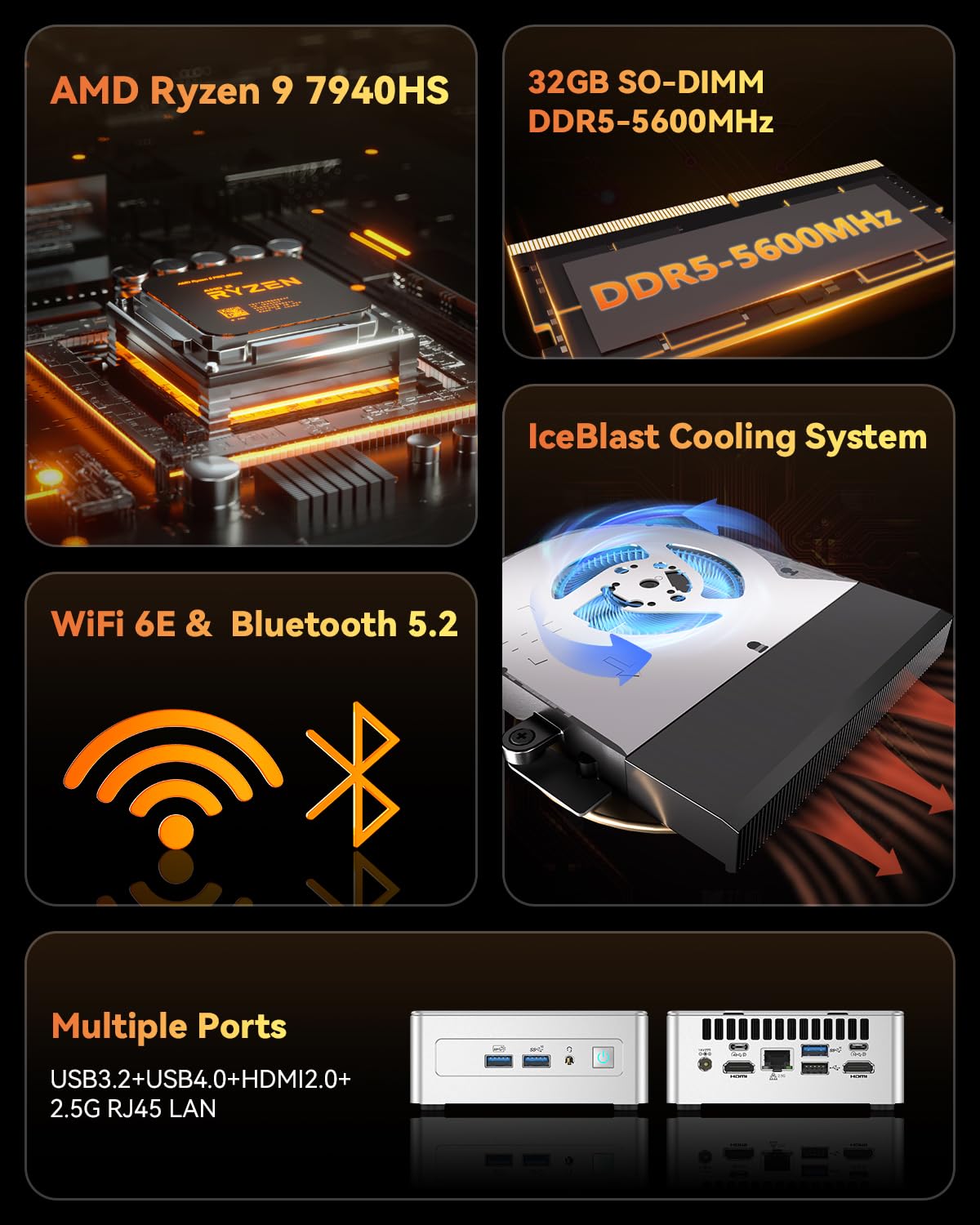 GEEKOM Mini PC Mini IT13, 13th Intel Core i7-13620H (10C/16T, up to 4.9GHz), 32GB DDR4 RAM/1TB PCIe Gen4 SSD Mini Desktop NUC13, USB4.0/8K UHD/WiFi 6E/BT5.2, Home&Office Mini Desktop Computers