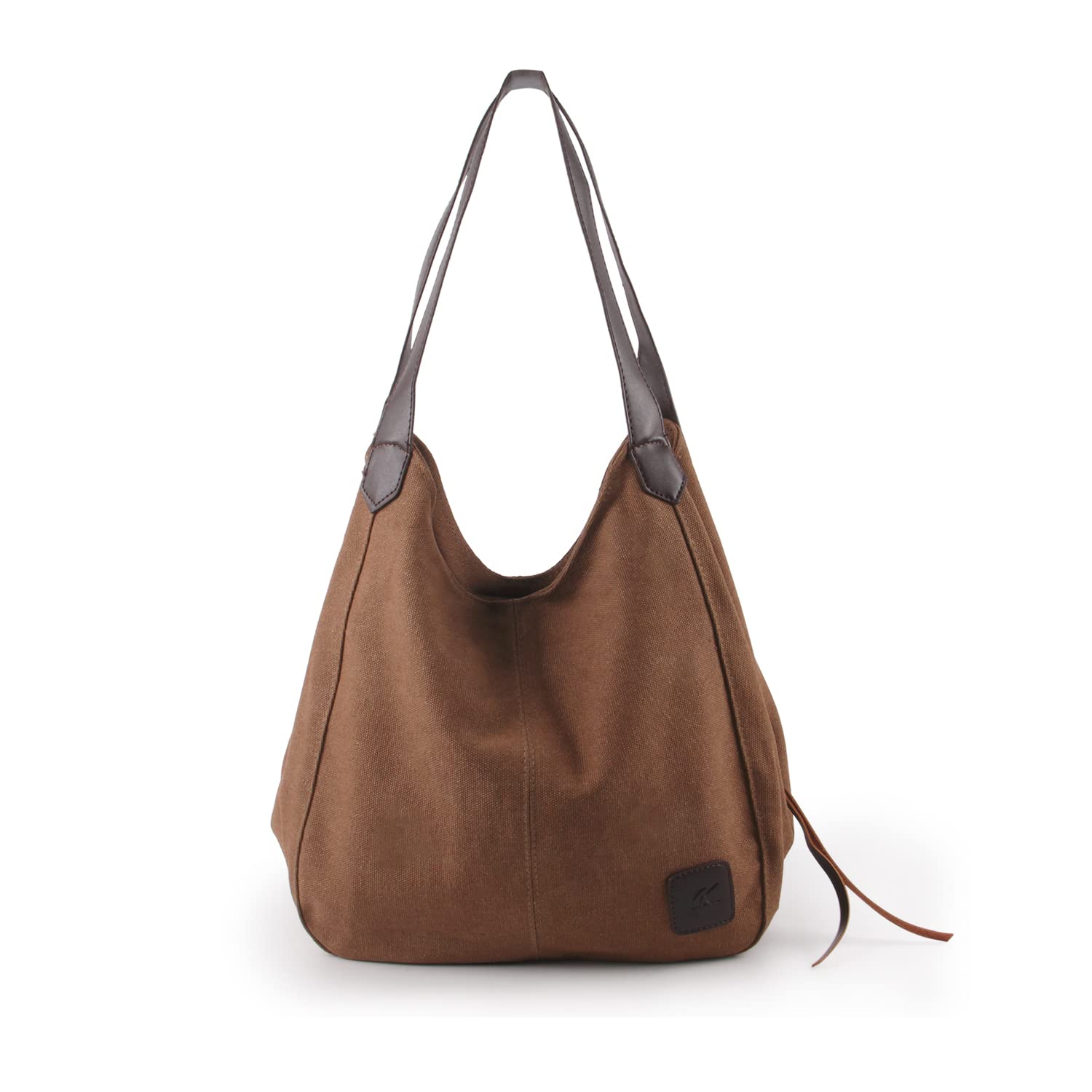 KUANG! Women's Canvas Tote Shoulder Bags Handbag Pu Handle Satchel Purses Cotton Hobo Bags for Daily