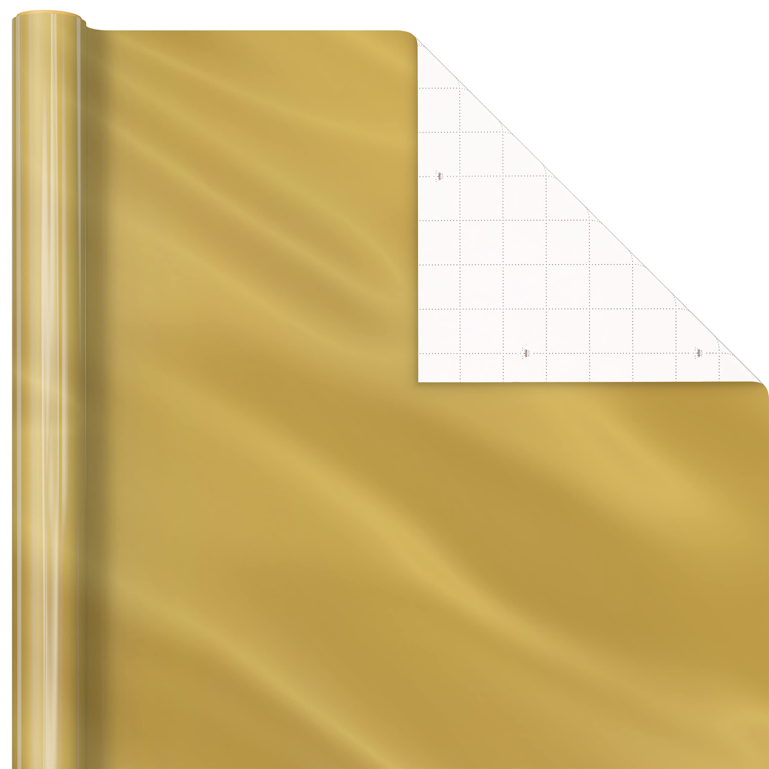Hallmark Foil Wrapping Paper with Cut Lines on Reverse (3 Rolls: 60 sq. ft. ttl) Solid Red, Green, Gold for Winter Weddings, Birthdays, Valentine's Day