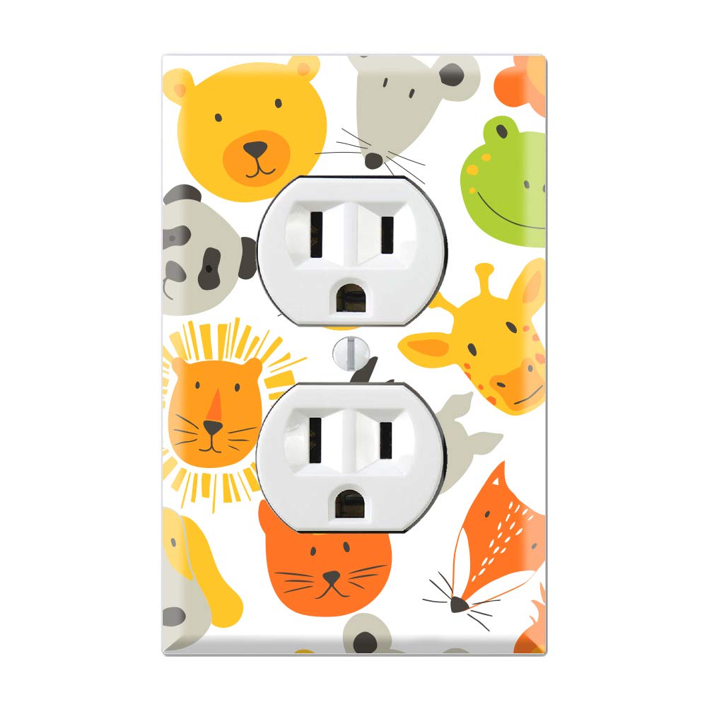 Graphics Wallplates - Animals Light Switch Plate, Giraffe, Lion, Elephant, Tiger, Kids Nursery Room Decor TF49