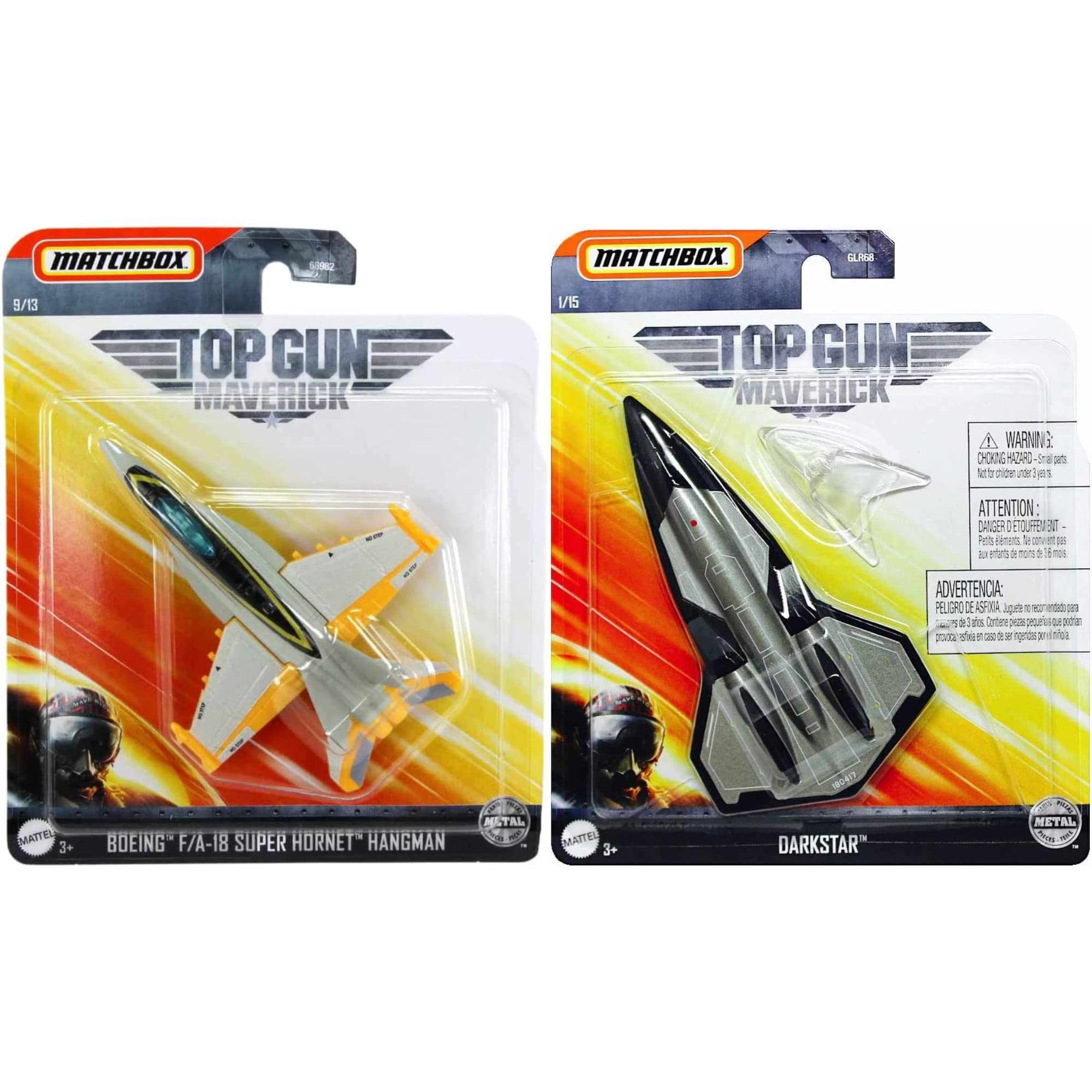 Matchbox Top Gun Maverick - FA/-18 Super Hornet Hangman and Darkstar Jet 1:64 Scale Diecast Airplanes Pack of 2