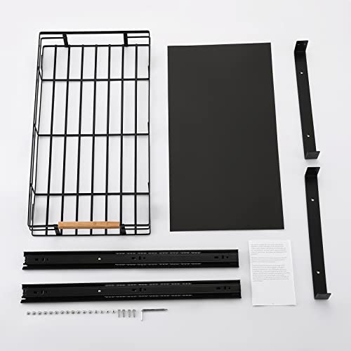KES Pull Out Cabinet Organizer, 12" Wide Kitchen Bathroom Cabinet Drawer Heavy Duty Under Cabinet Slide Out Organizer Storage Shelves, Wooden Handle with Soft Close Black, KPO501W30D53-BK