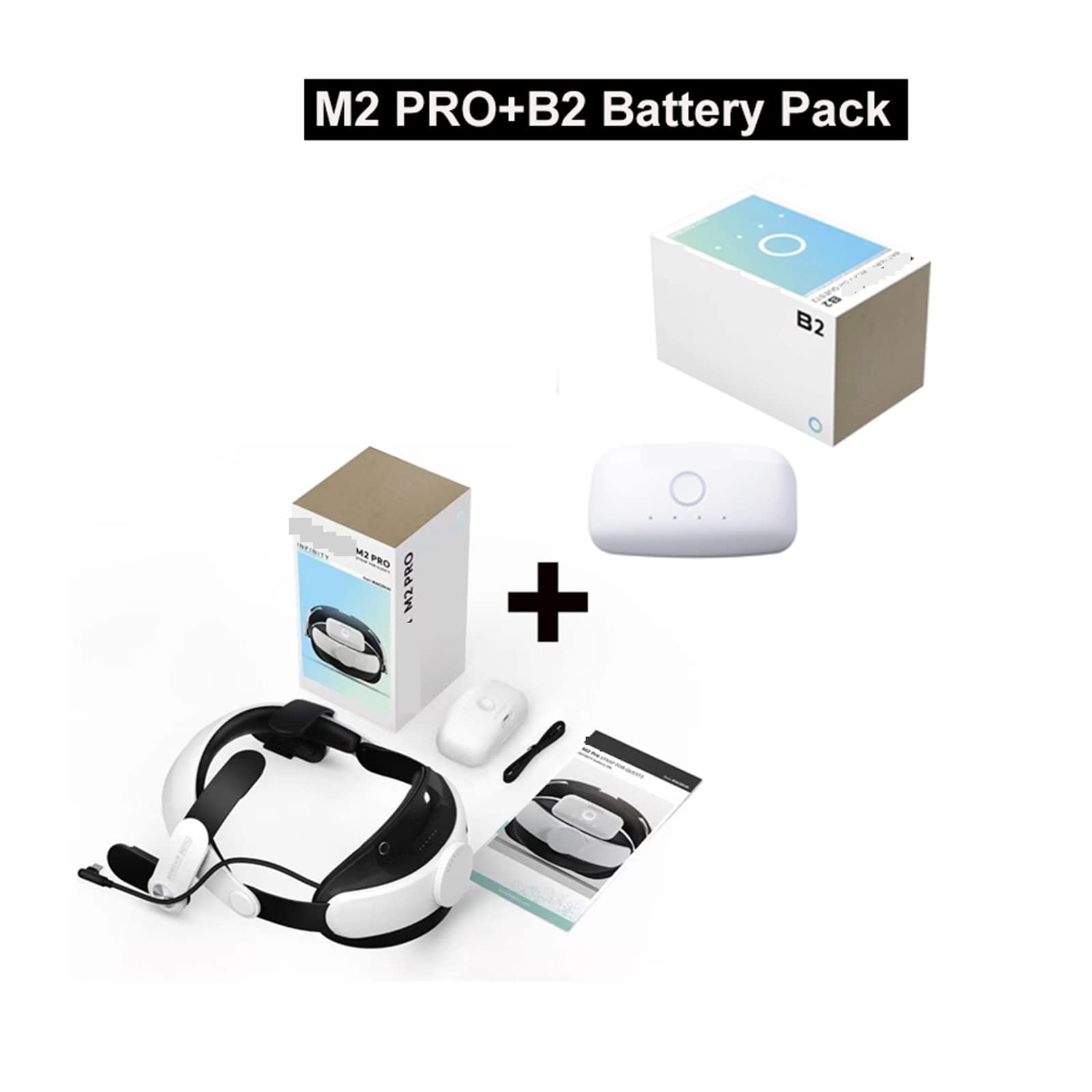 M2 Pro Strap with Battery for Oculus Quest 2 VR Headset Halo Strap Battery Pack C2 Carry Case F2 Fan for Quest2 Accessory (Color : Blue)