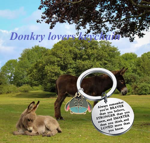KUIYAI Donkey Quote Gift Always Remember Braver Stronger Smarter Loved Keyring Donkey Mom Dad Gift Donkey Lovers Gift For BFF (DonkeyAlwaysK)