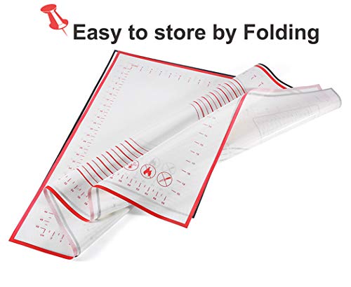 Large Silicone Pastry Mat Non Stick,Non Slip Baking Mat with Measurement Fondant Mat, Counter Mat, Dough Rolling Mat, Oven Liner