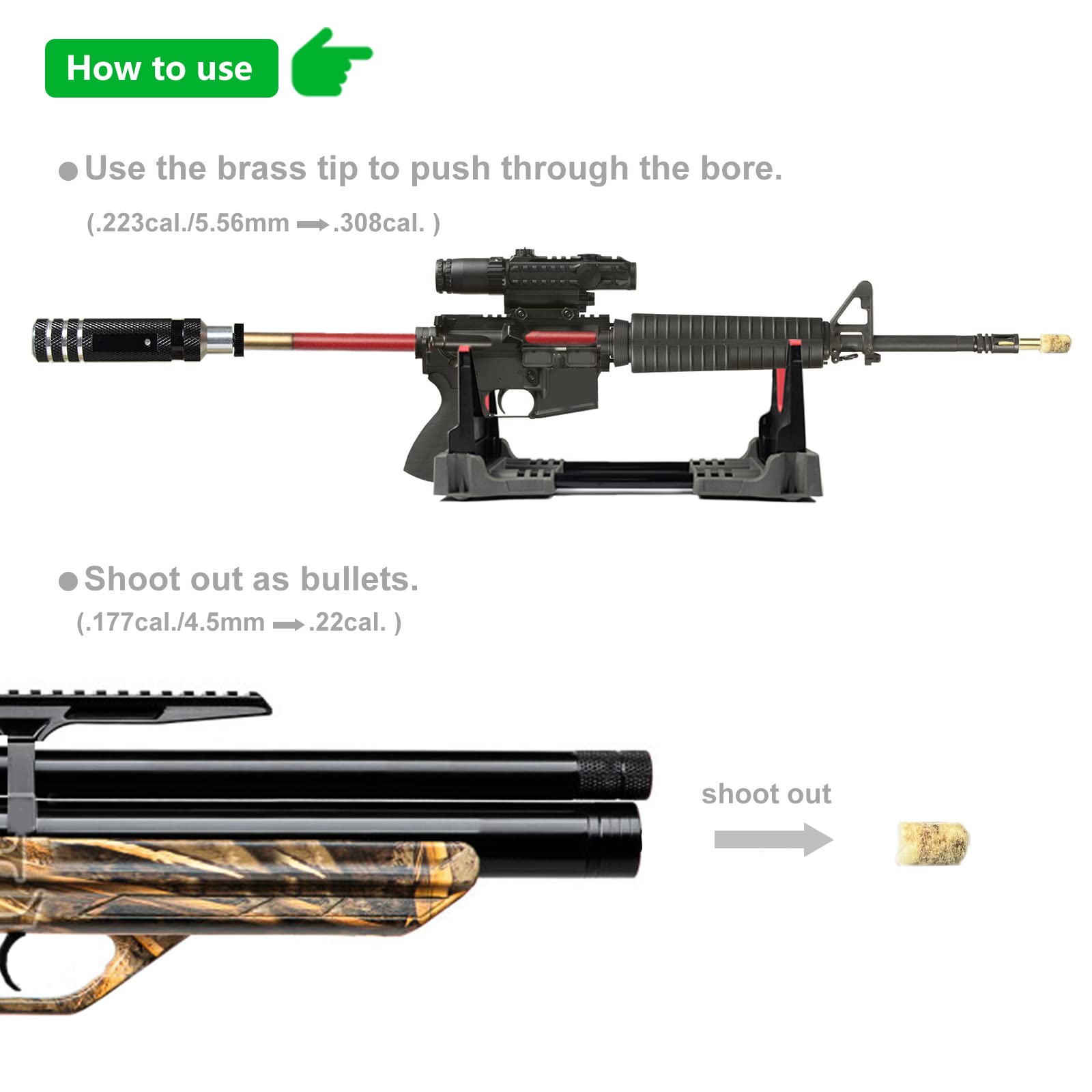 Gun Quick Cleaning Felt pellets/Pads kit for air Gun and Rifle Brass Pellet Replacement Fitting Jag, 530 cnts 5 cals.