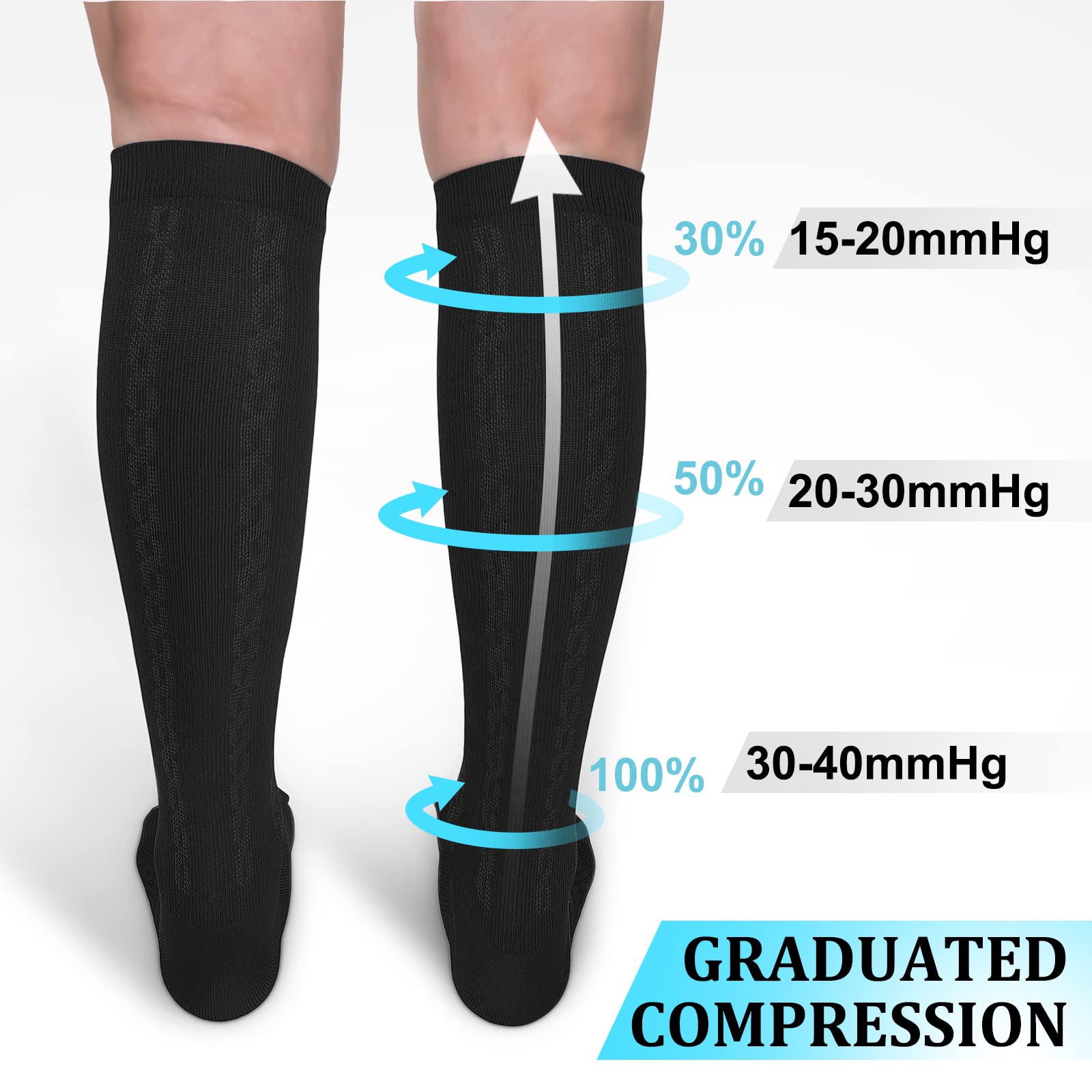 Hi Clasmix 6 Pairs Graduated Compression Socks for Women&Men 20-30mmhg Knee High Sock(Multicoloured1A, S/M)