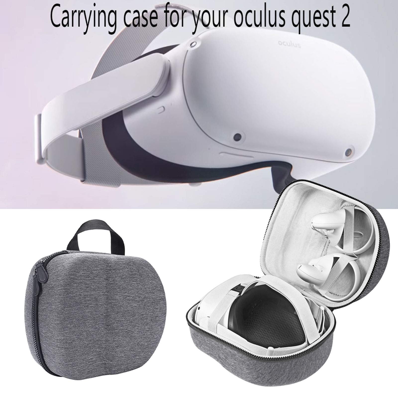 houyifeiqinhu Hard Protective Cover Storage Bag Carrying Case for -Oculus Quest 2 VR Headset Quest 2 VR Headset Bag Gray, 24.5x20x14cm