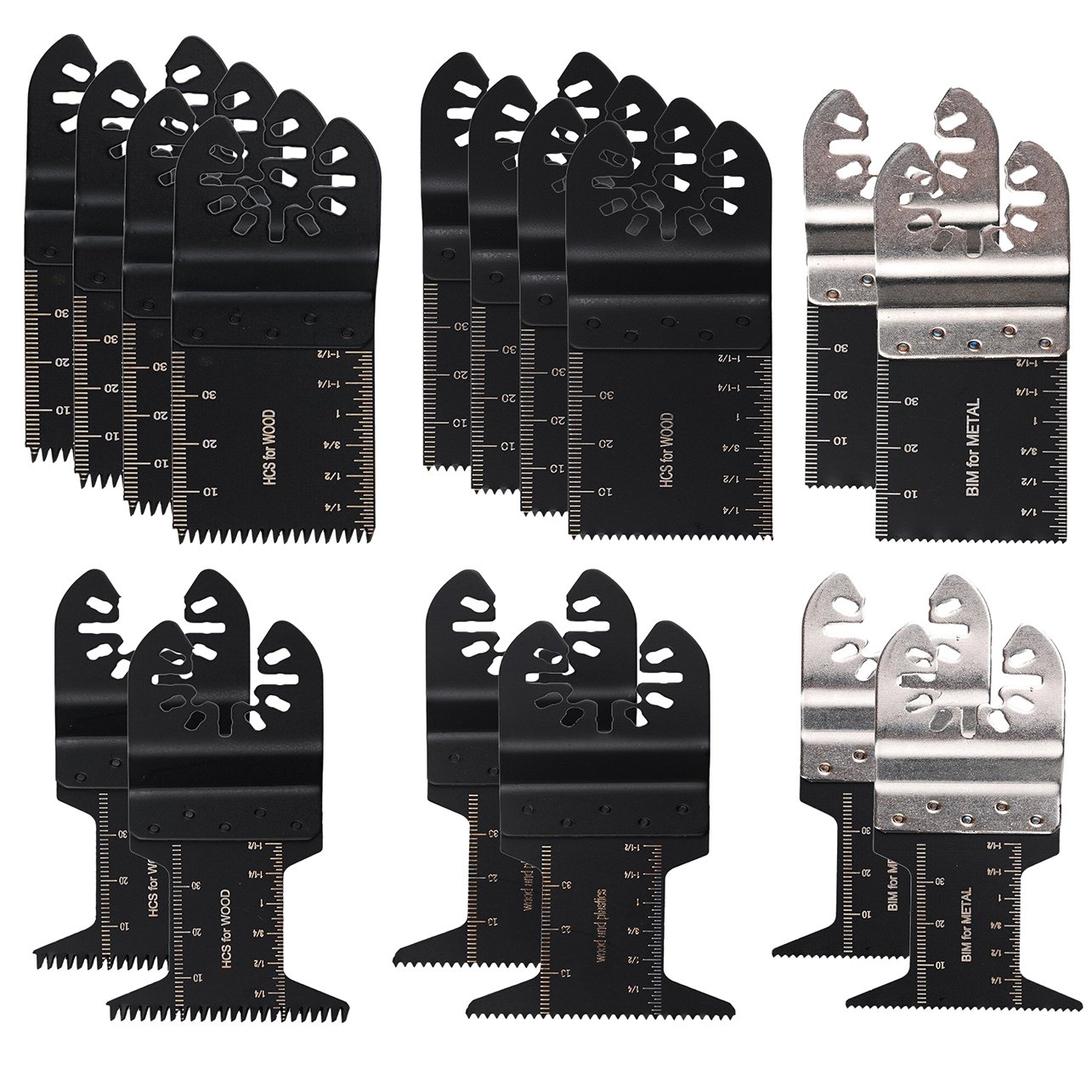 HIFROM Mixed 16 Metal/Wood Oscillating Multitool Quick Release Saw Blades Compatible with Fein Multimaster Porter Cable Bosch Dremel Craftsman Multi Tool