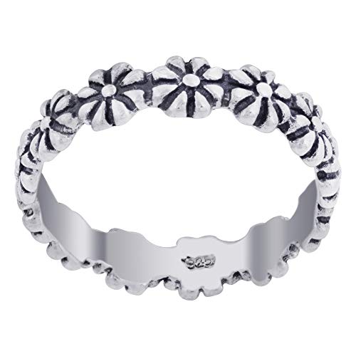 Gem Avenue 925 Sterling Silver Daisy Flower Ring for Women Size 6