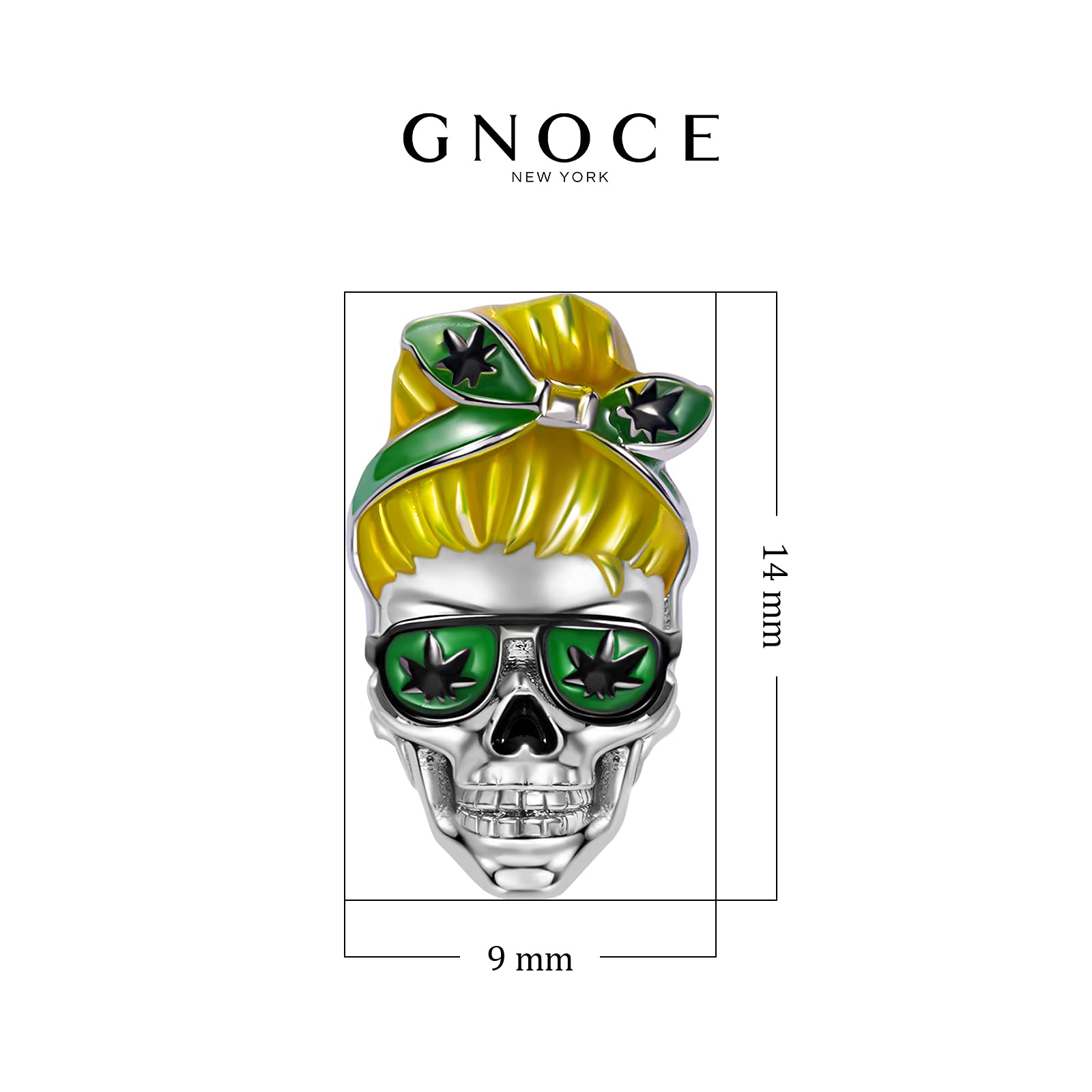 GNOCE Skull Charms for Bracelet 925 Sterling Silver Halloween Charms for Women Wife Christmas Gift