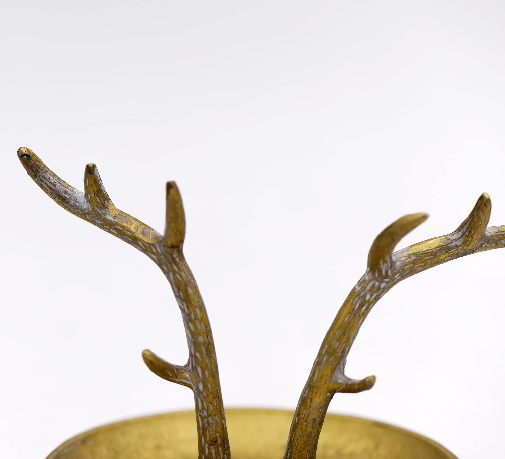 LuHeToz Antique Gold Metal Ring Holder with Antler,Vintage Trinket Dish, Gifts for Women,
