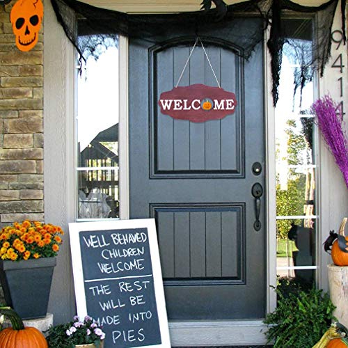 Hooqict Interchangeable Seasonal Welcome Sign Rustic Wood Wall Hanging Welcome Sign for Front Door Home Holiday Halloween Fall Christmas Valentines Decorations