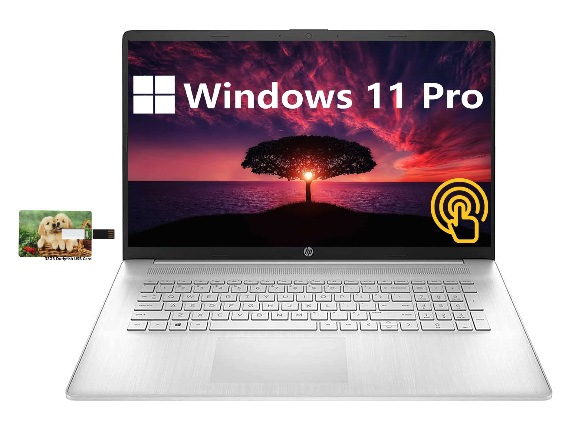 HP 17.3" HD Touchscreen Business Laptop, 11th Gen Intel Core i7-1165G7, Windows 11 Pro, 32GB RAM, 2TB SSD, Backlit Keyboard, HDMI, WiFi 6, Webcam, Long Battery Life, 32GB USB Card