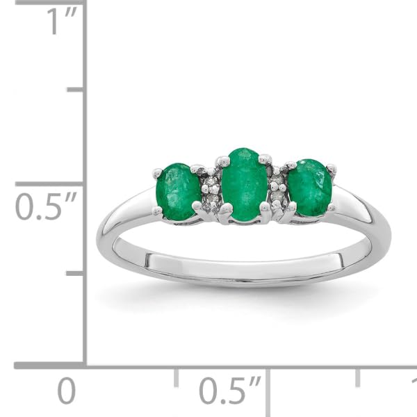 IceCarats 925 Sterling Silver Green Emerald 3 Stone Diamond Ring Gemstone Band Size 6