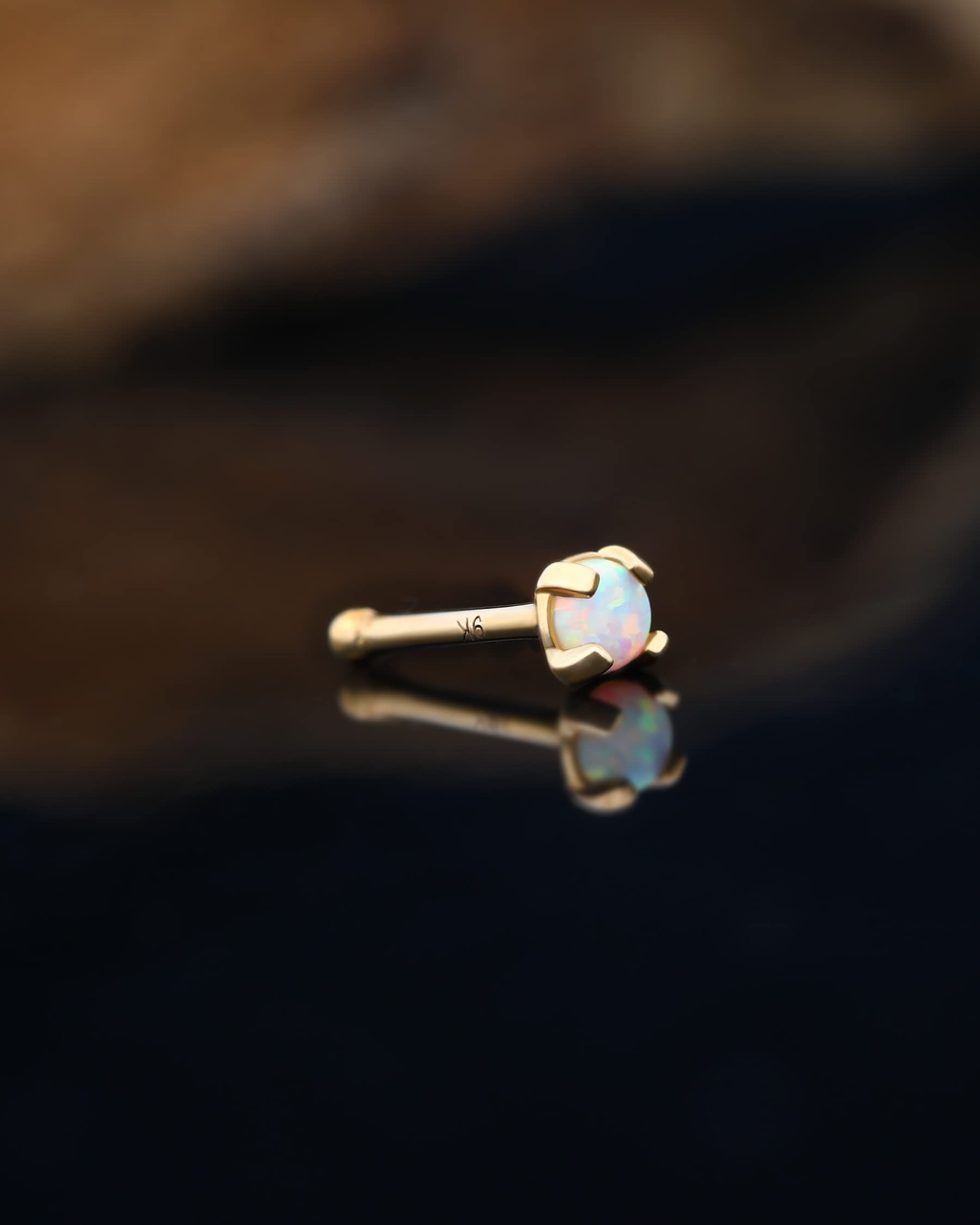 Jewseen 9K Solid Gold Opal Nose Studs 20G Nose Rings L-Shaped Nose Piercing Jewelry Nose Bone Studs Nostrial Piercing Jewelry for Women and Men