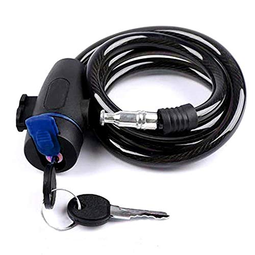 MACIMO Anti-Theft Bicycle Bike Lock Stainless Steel Cable Coil Security Lock with 2 Key (Color : Black)