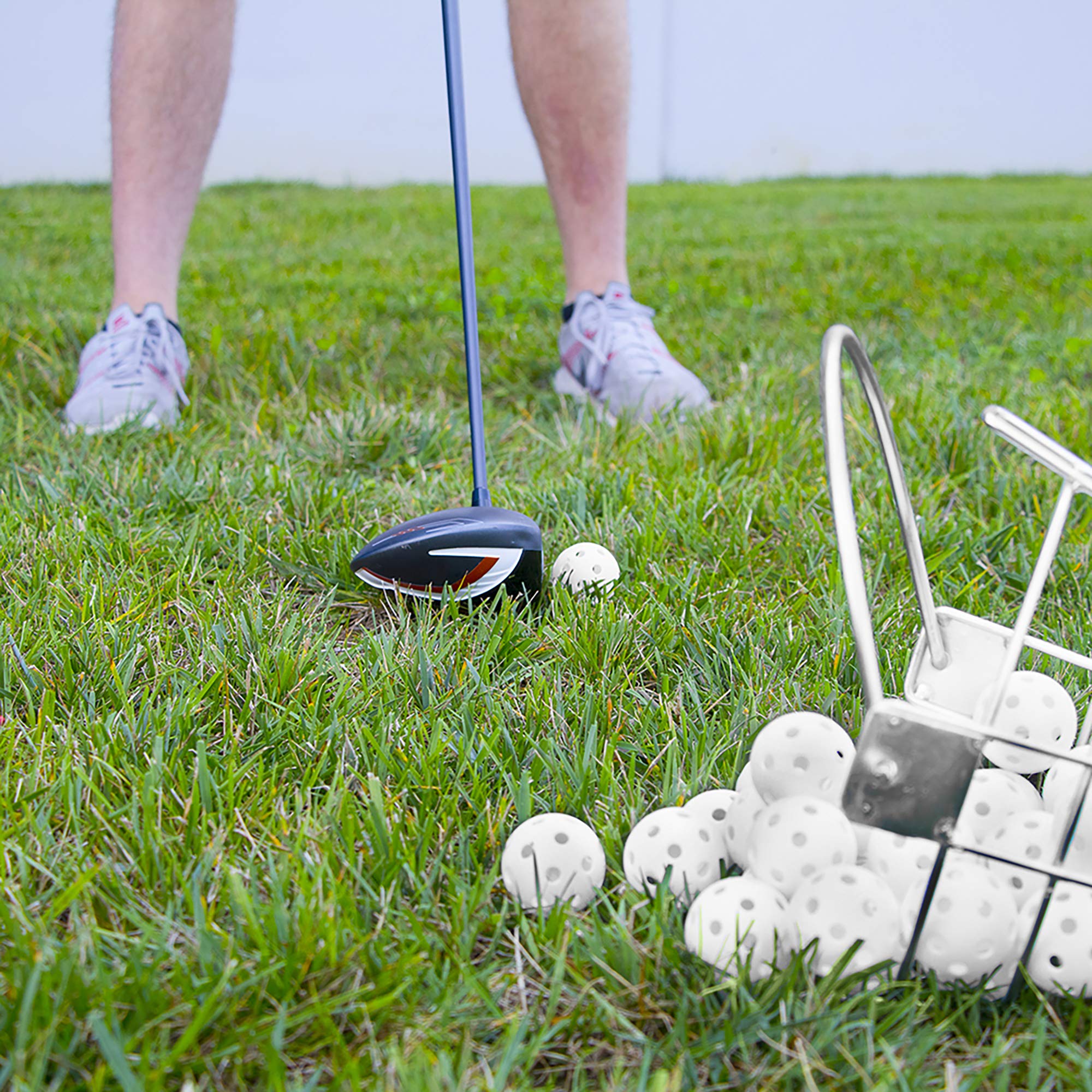 Golf Range Ball Baskets, Holds 50 Balls | Small Metal Carrying Buckets, Steel Wire Practice Container with Handle | Golfball Carry Container for Practice, Range, Putting Green and Tournaments (3-pack)