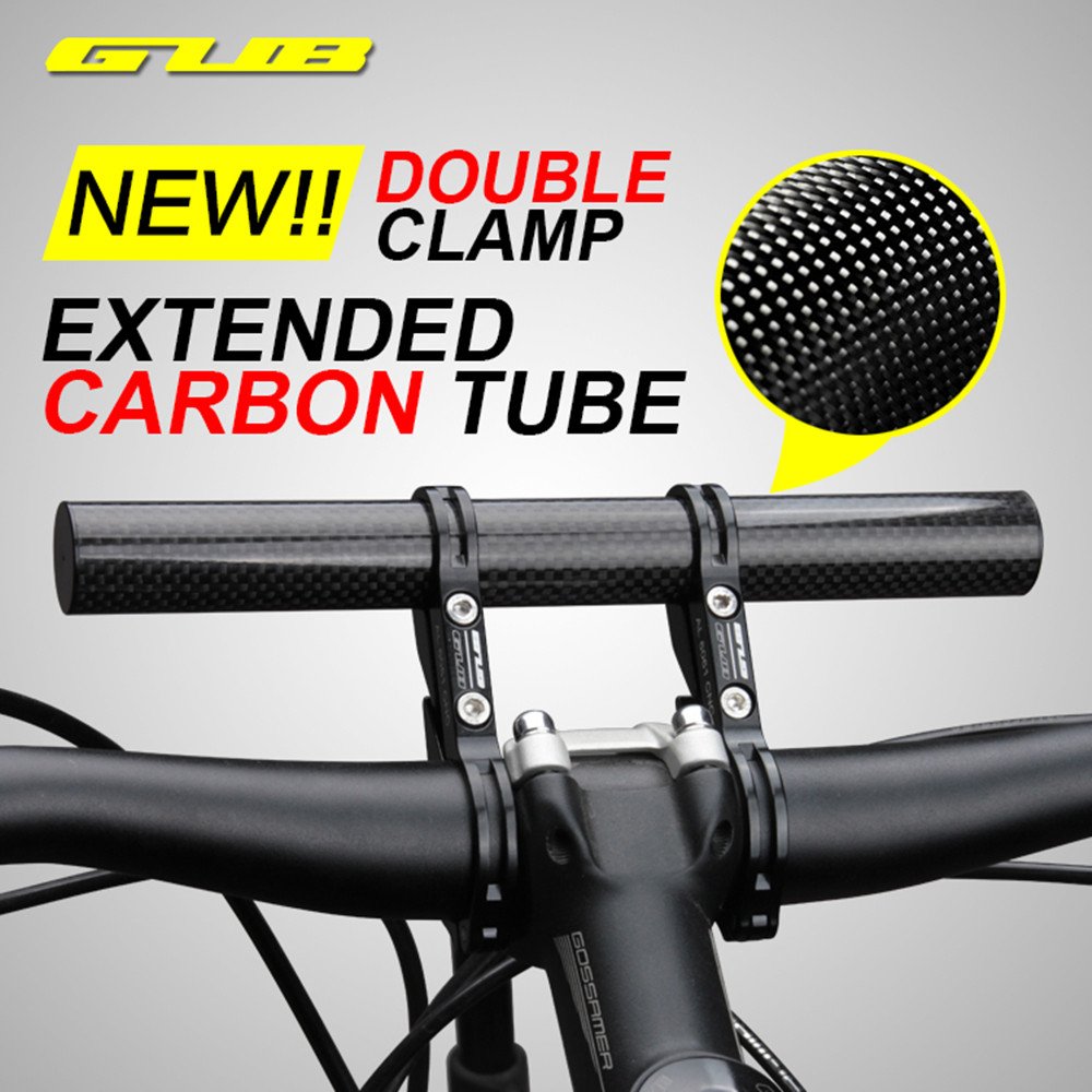 GUB 31.8MM Double Clamp Carbon Fiber Super Long Bike Bicycle Handlebar Extender Extension Light Lamp Computer Phone Mount Bracket Stand Holder