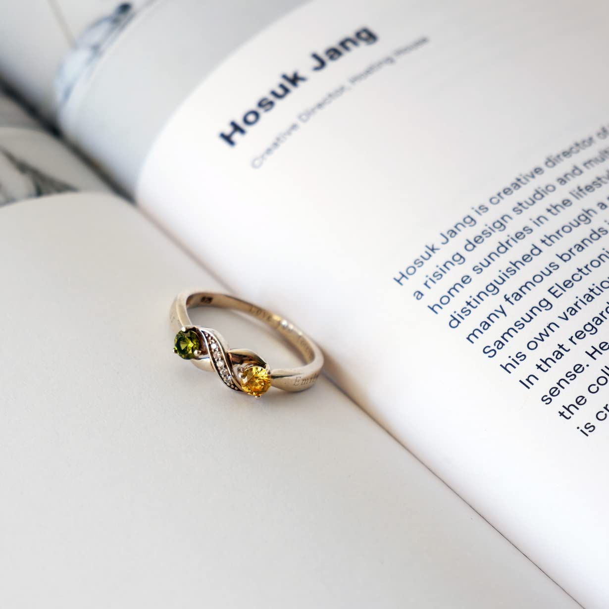 Heywords Infinity Ring Promise Rings with 2 birthstones for Women Love Couples Him Her Best