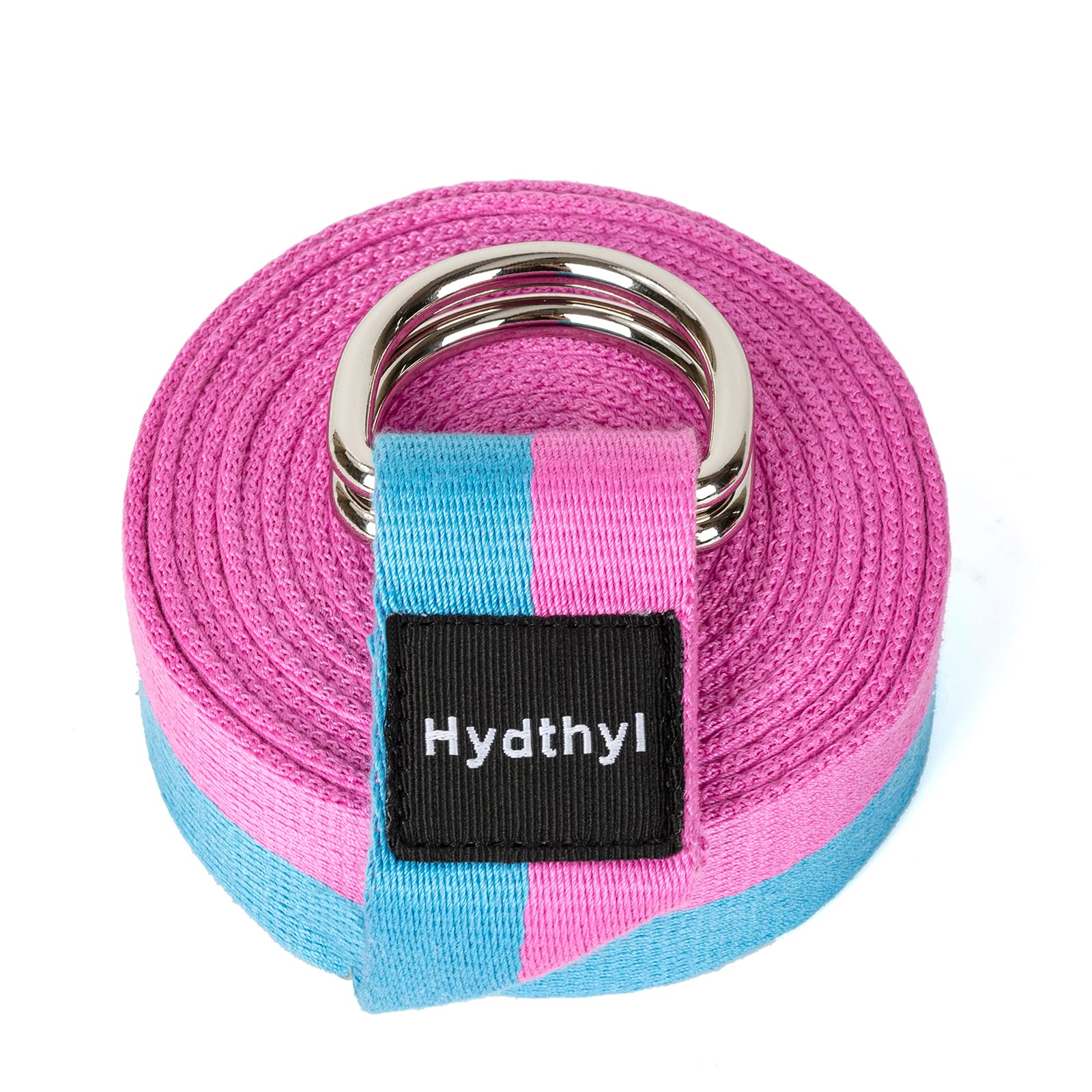 Hydthyl Yoga Strap with Adjustable D-Ring Buckle, 6/8/10 Feet, Durable Soft Material Exercise Belt with Portable Carry Bag for Yoga, Physical Therapy, Pilates, Dance, Stretch