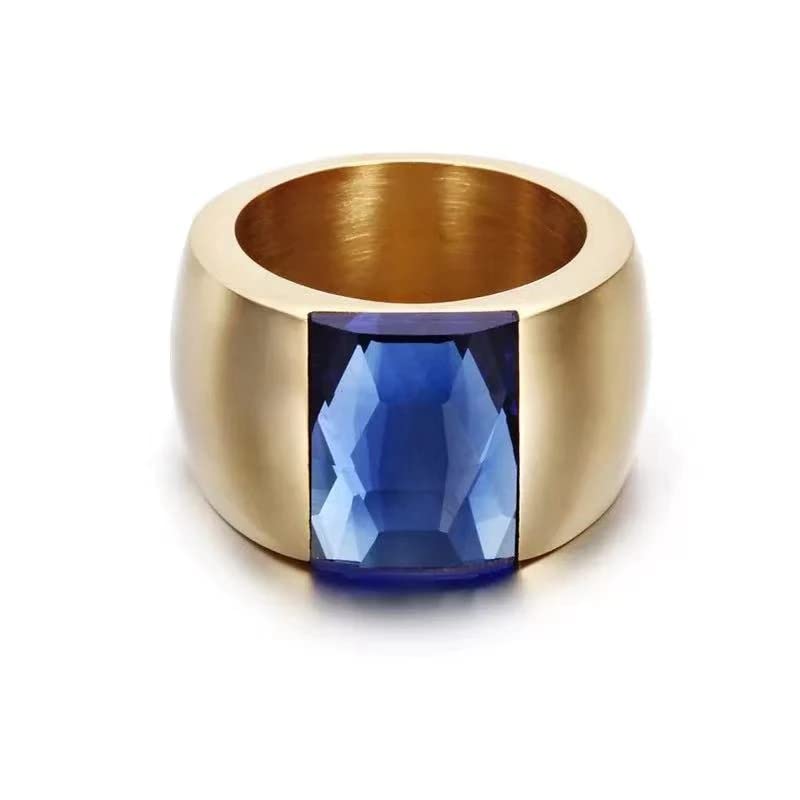 LAVIEST-Stainless Steel Ring Austrian Crystal White Blue Black Grey Stone Rings Female Titanium Gold Wedding Ring