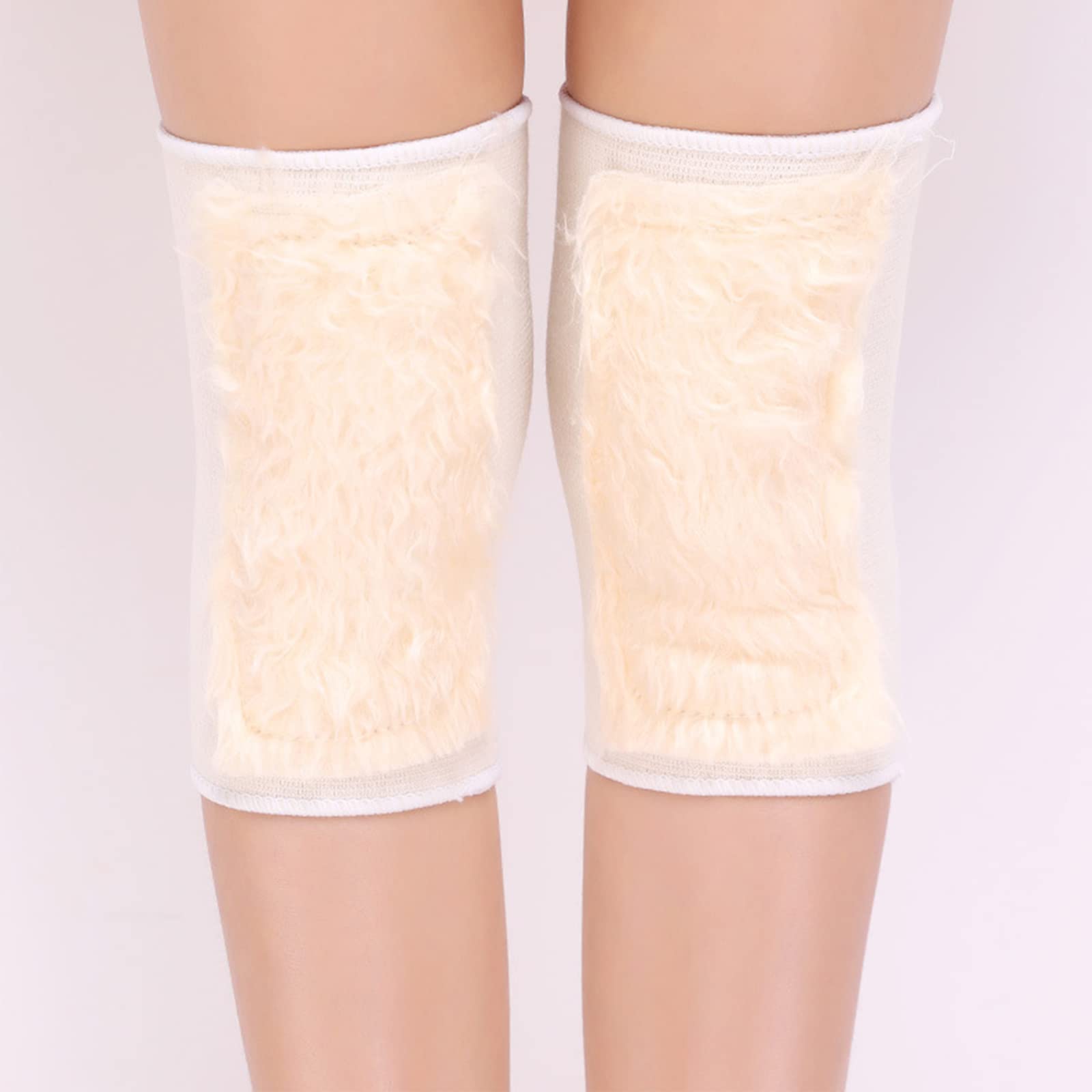 LJYLJH 2 Pair Winter Warm Knee Pads - Thicken Knee Sleeve Protective for Women Old Men Kneepad Support for Arthritis Joint Pain Relief Injury,Beige