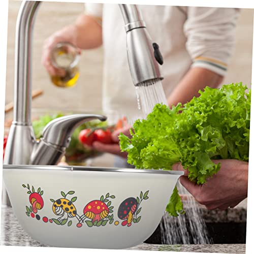 Luxshiny 10 Pcs Salad Bowl Large Decorative Bowl Metal Container with Lid Salad Bowls with Lids Breakfast Bowl Salad Serving Bowl Wash Basin and Iron Enamel Lard Basins Lard Storage Basins