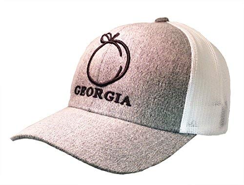 Heritage Pride Georgia Peach Embroidered Trucker Hat-Heather Grey, White Mesh