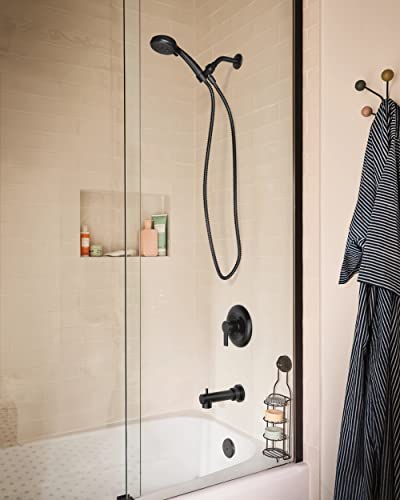 Moen 82618BL Meena Black Single-handle Modern Shower Faucet with Handshower and Tub Spout, 4 Spray Functions, Pressure Balancing, Adjustable Temperature, Durable