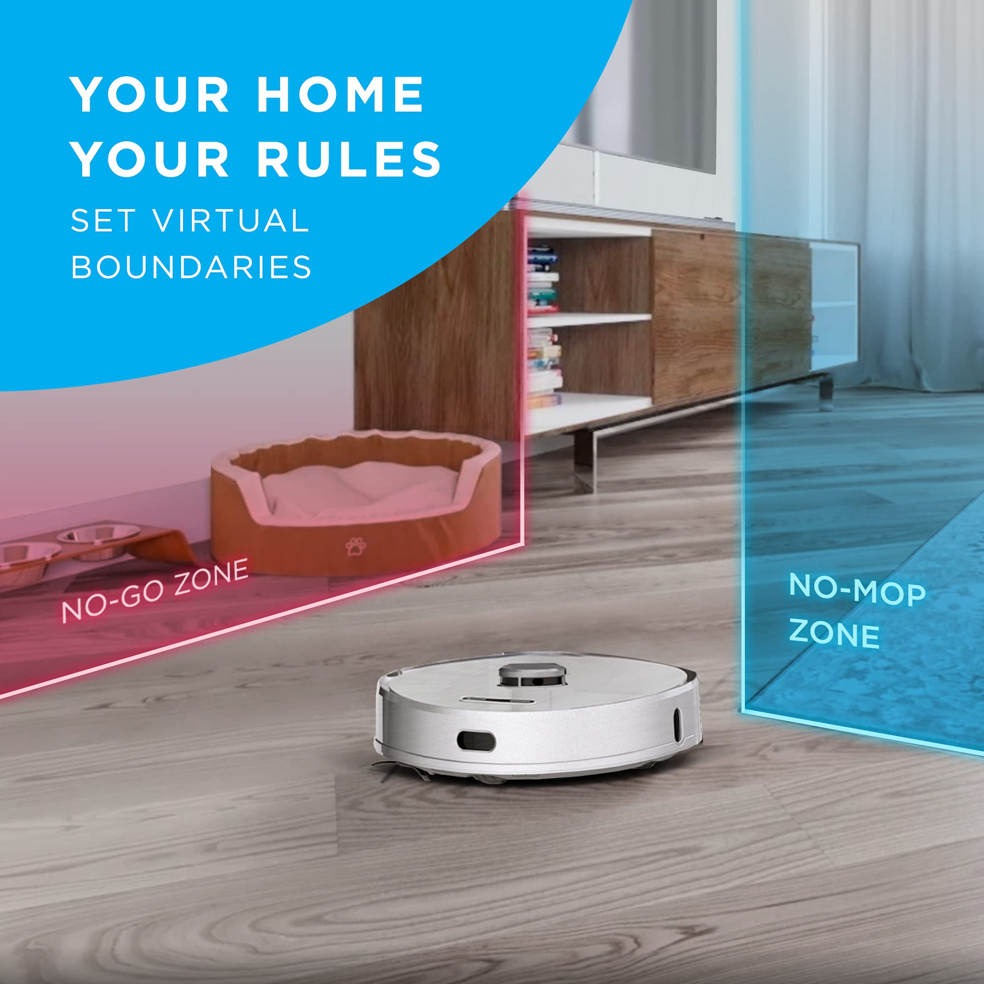 iHome AutoVac Halo,Robot Vacuum and Mop Combo, Robotic Vacuum Cleaner, Automatic Self Emptying Dirt Disposal Base, Wi-Fi Connected Smart Mapping, Lidar Visual Navigation Technology, App Control