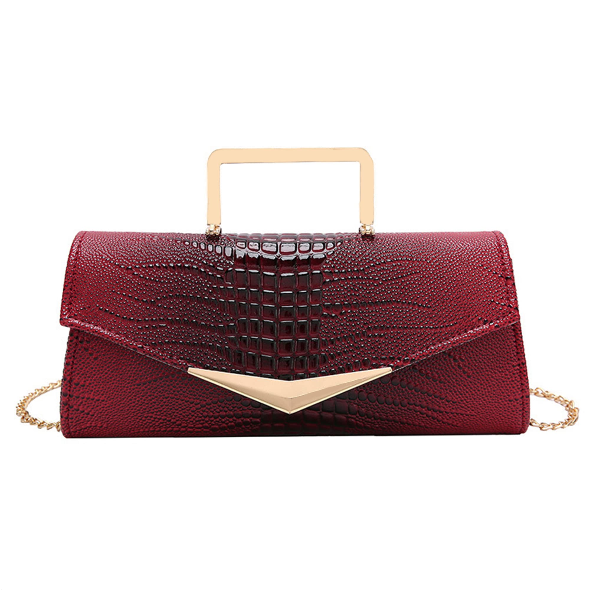 Goclothod Women Fashion Alligator Shoulder Bag Patent Leather Tote Purse